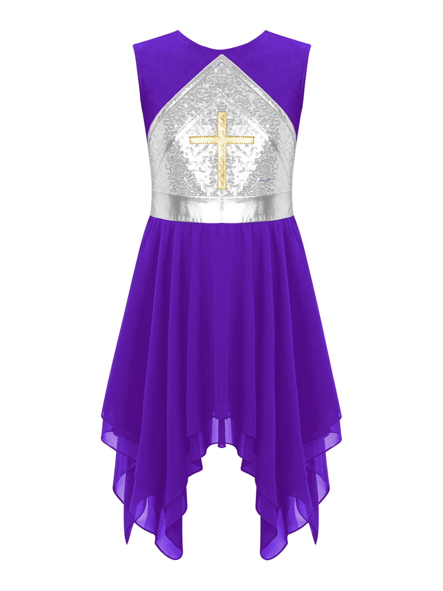 TTAO Kids Girls Liturgical Praise Dance Dress Asymmetrical Worship ...
