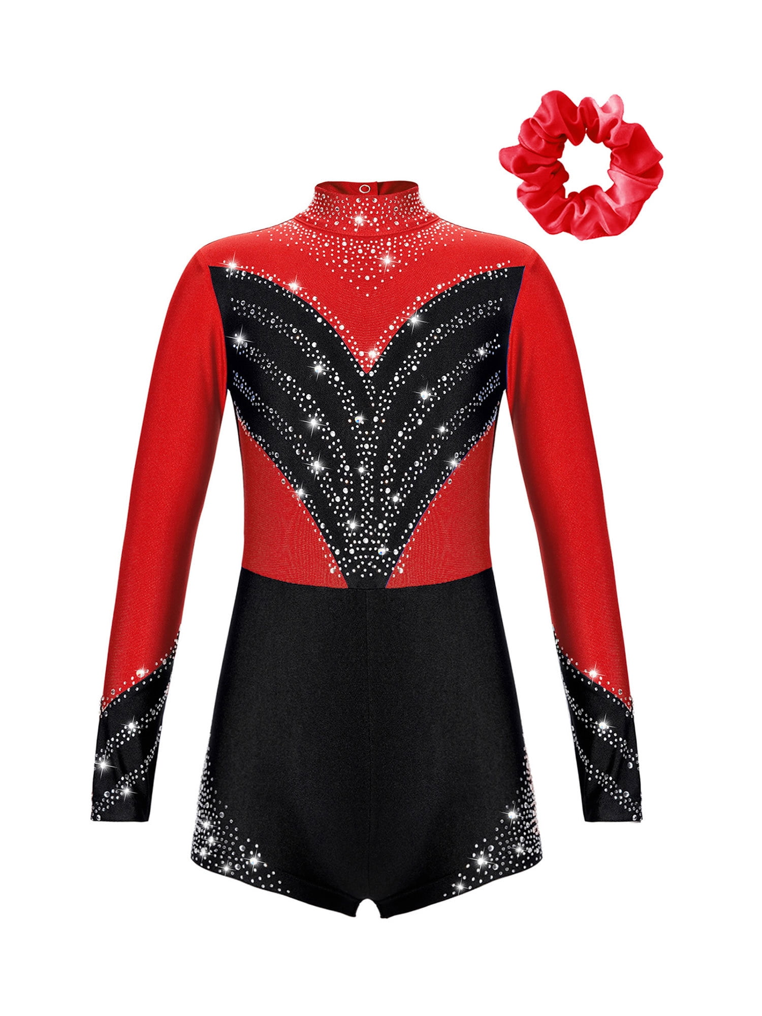 TTAO Kids Girls Long Sleeve Gymnastics Leotard Shorty Jumpsuit Yoga ...