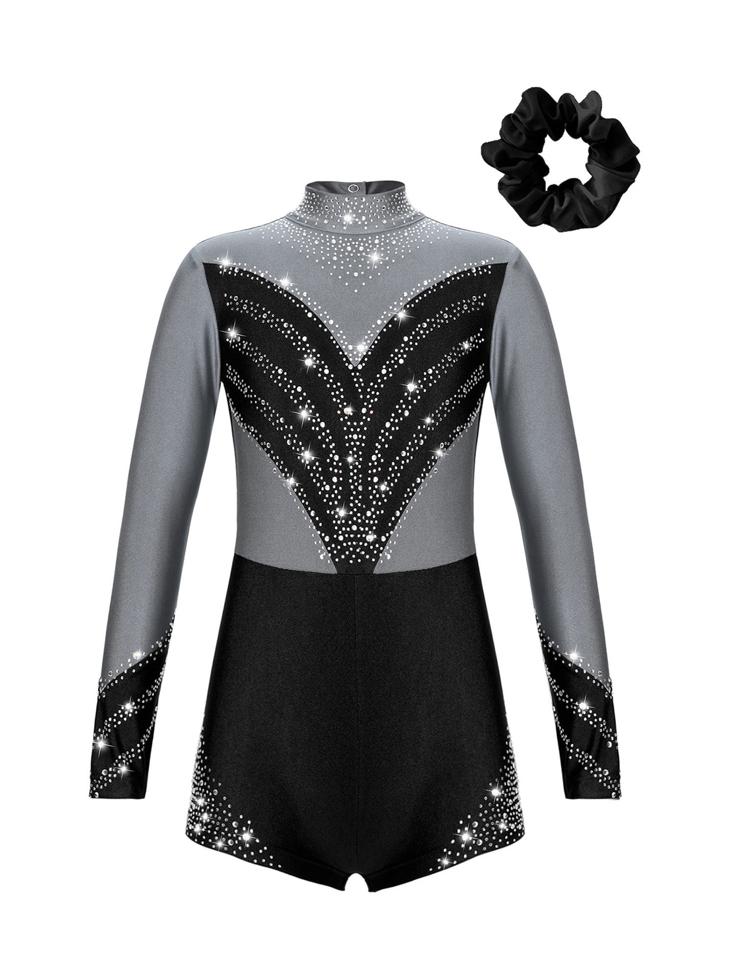 TTAO Kids Girls Long Sleeve Gymnastics Leotard Shorty Jumpsuit Yoga Skating Dance Unitard with ...