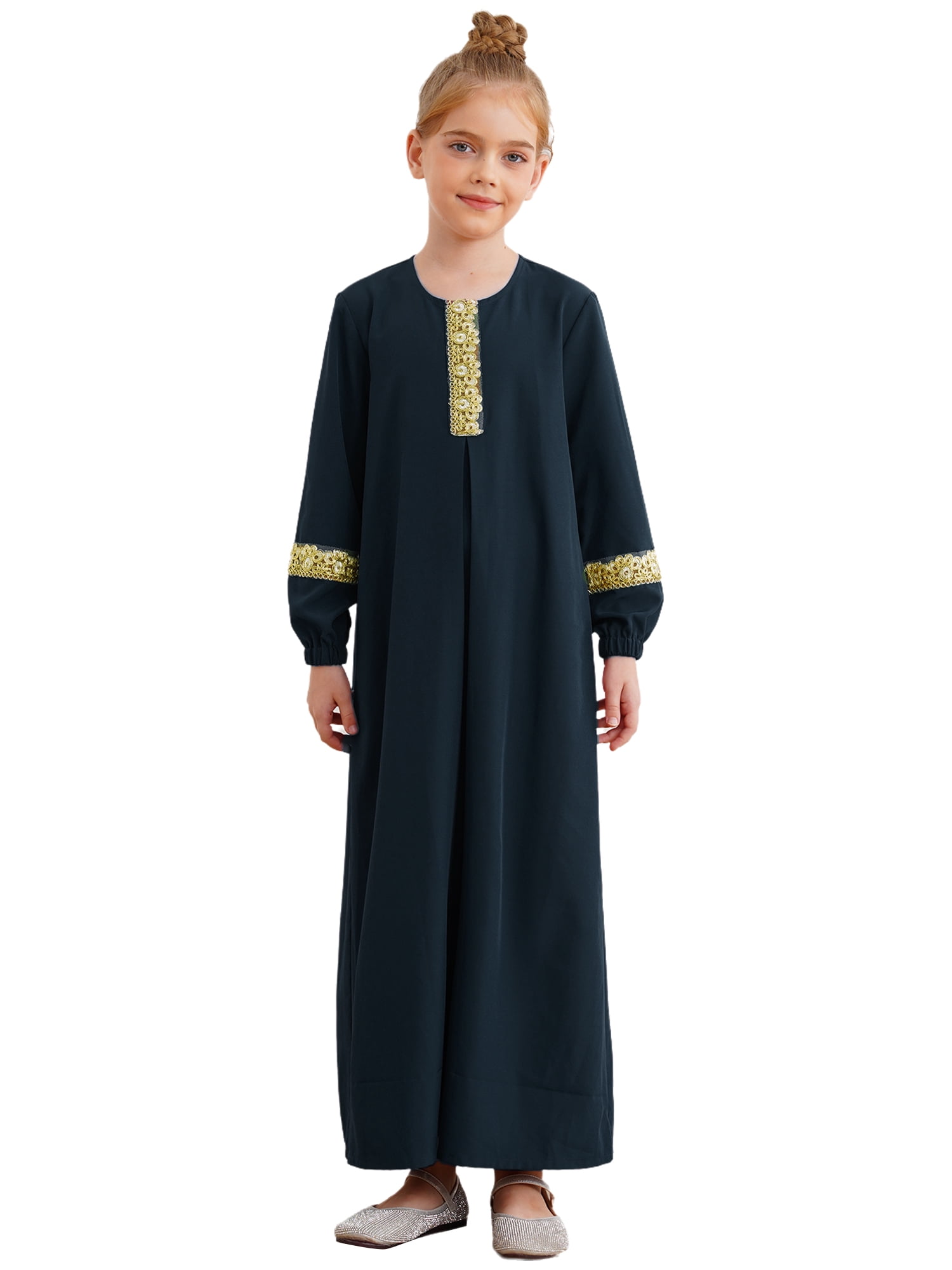 TTAO Kids Girls Long Sleeve Muslim Islamic Dress Praise Dance Dress ...