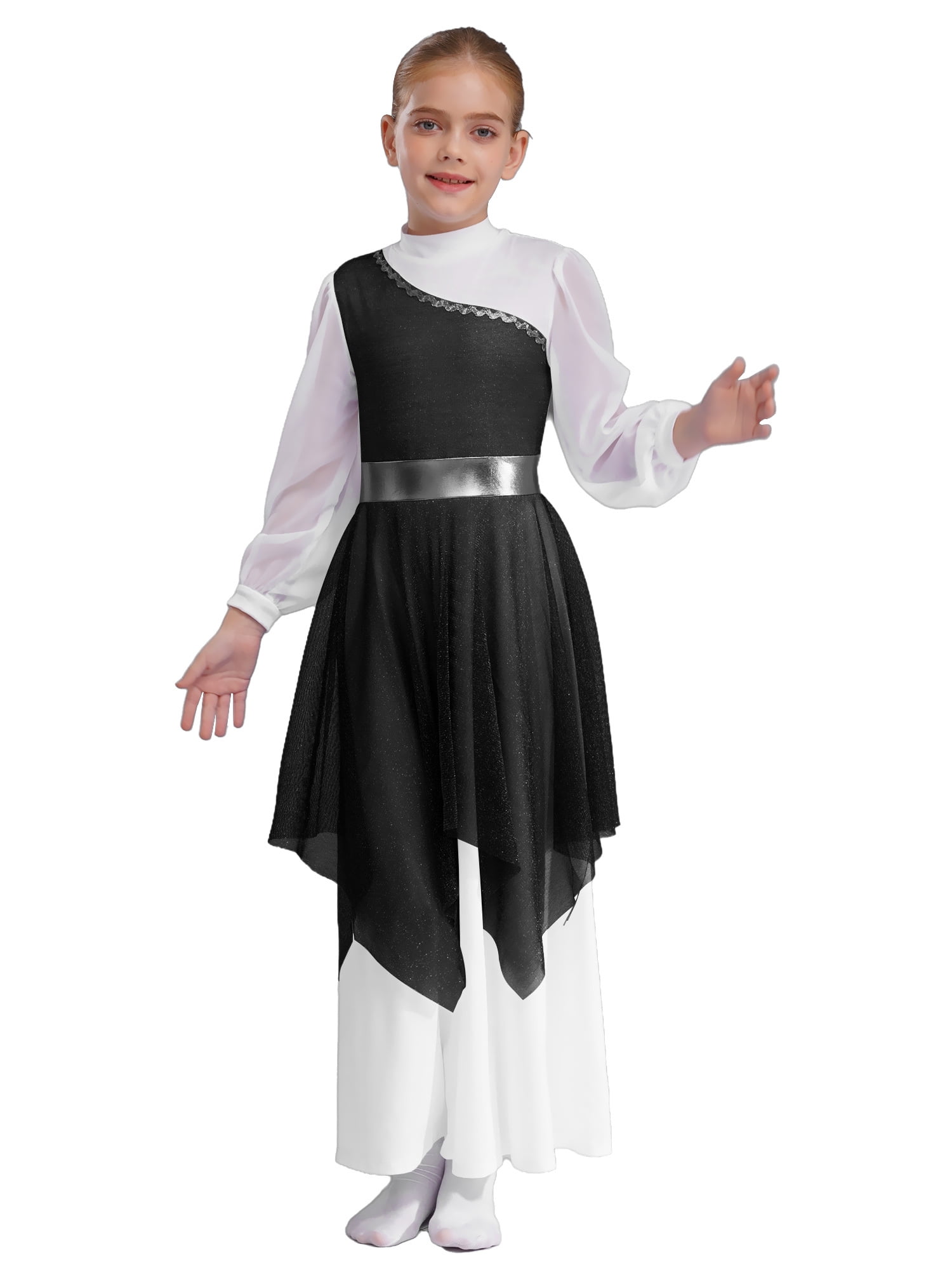 TTAO Kids Girls Long Sleeve Praise Dance Dress Loose Fit Church Robe Gown Worship Liturgical ...
