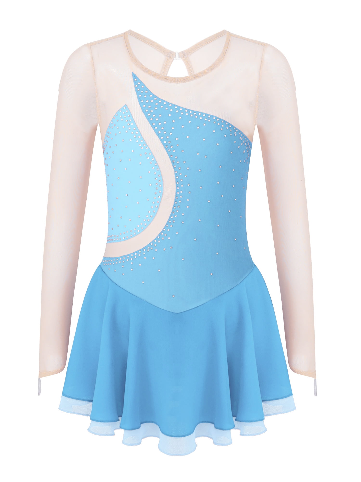 TTAO Kids Girls Mesh Splice Figure Ice Skating Dress Ballet Dance ...