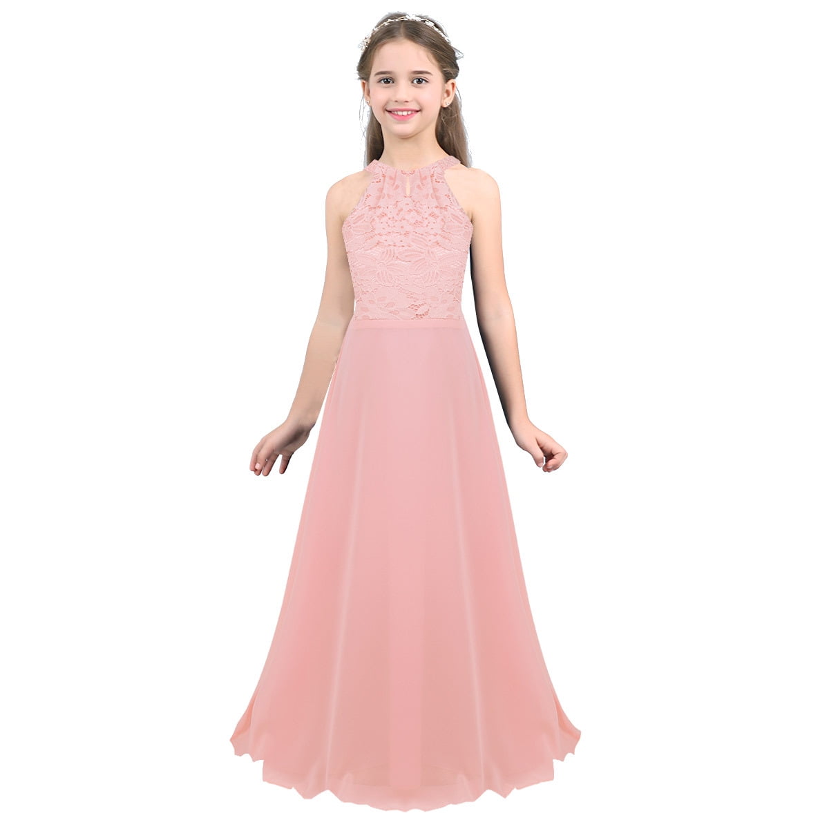 TTAO Kids Girls Princess Wedding Party Floral Lace Girls Dress Formal ...