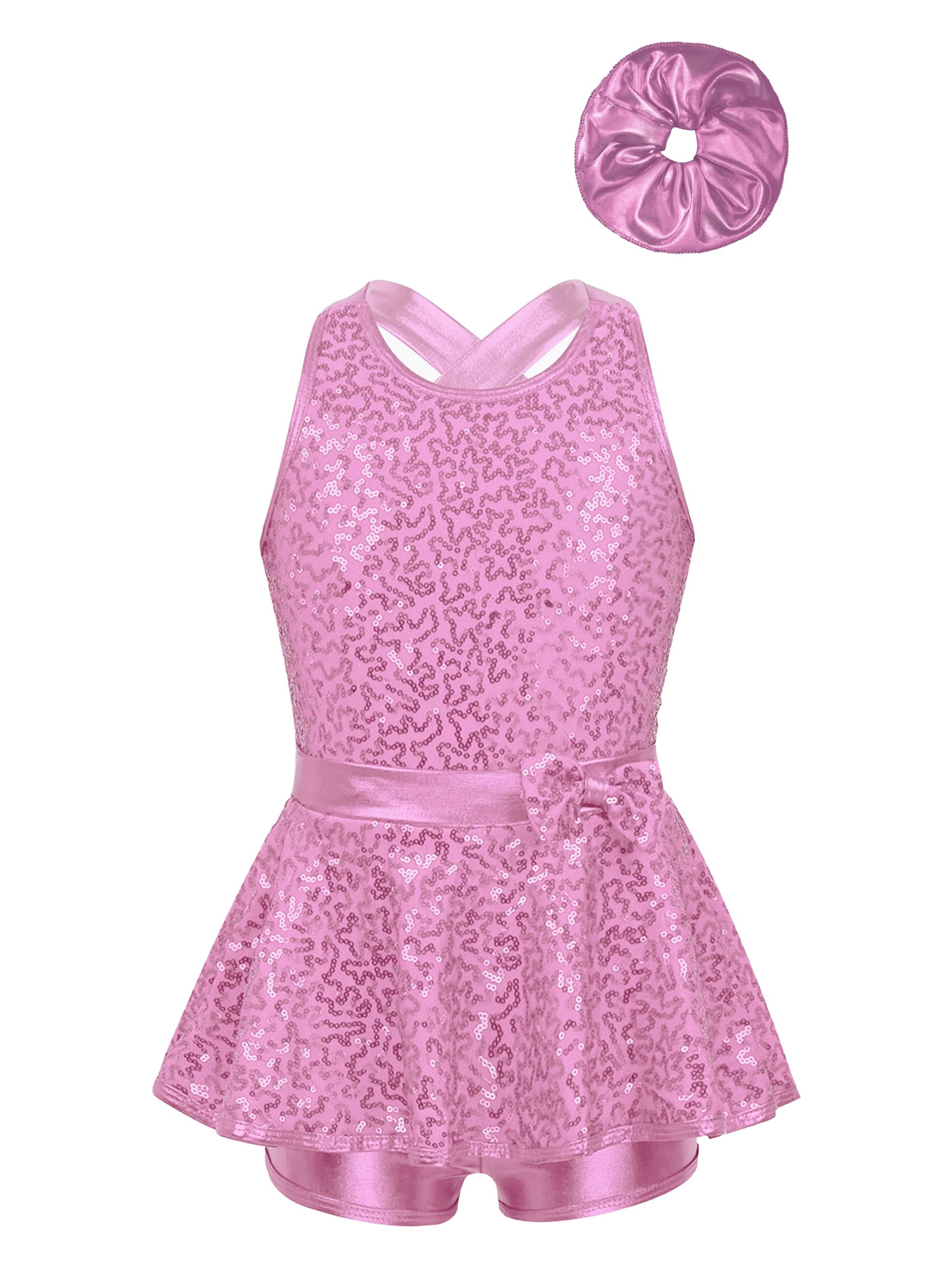 TTAO Kids Girls Sequined Gymnastic Leotard Dress Outfits Jazz Hip Hop ...