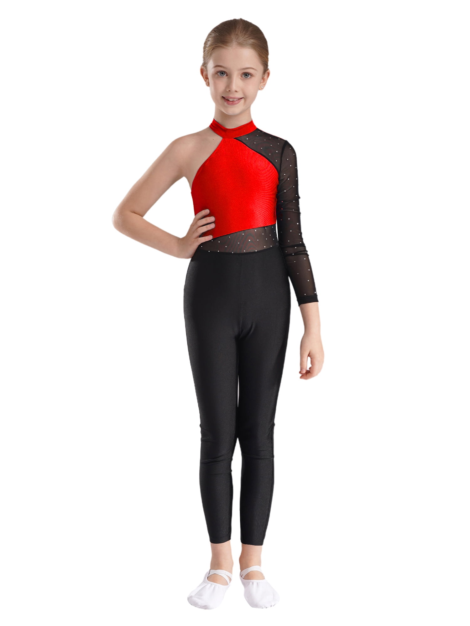 TTAO Leotard Gymnastic for Girls Kids Turtleneck Color Block One ...