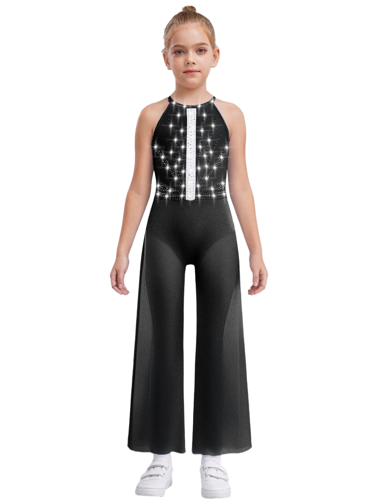 TTAO One Piece Rompers Overall for Girls Rhinestones Dance Bodysuit ...