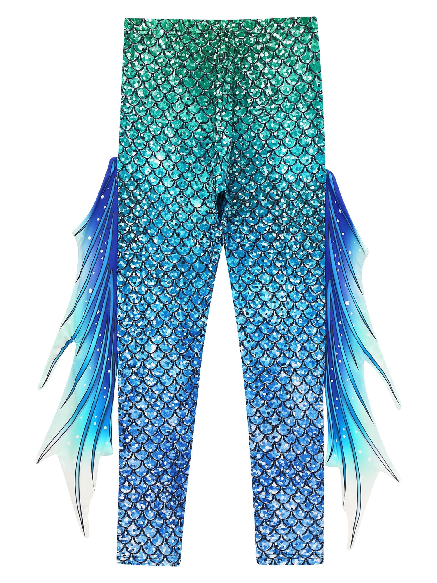 TTAO Women Halloween Mermaid Leggings 3D Print Fish Scale Pants Tights ...