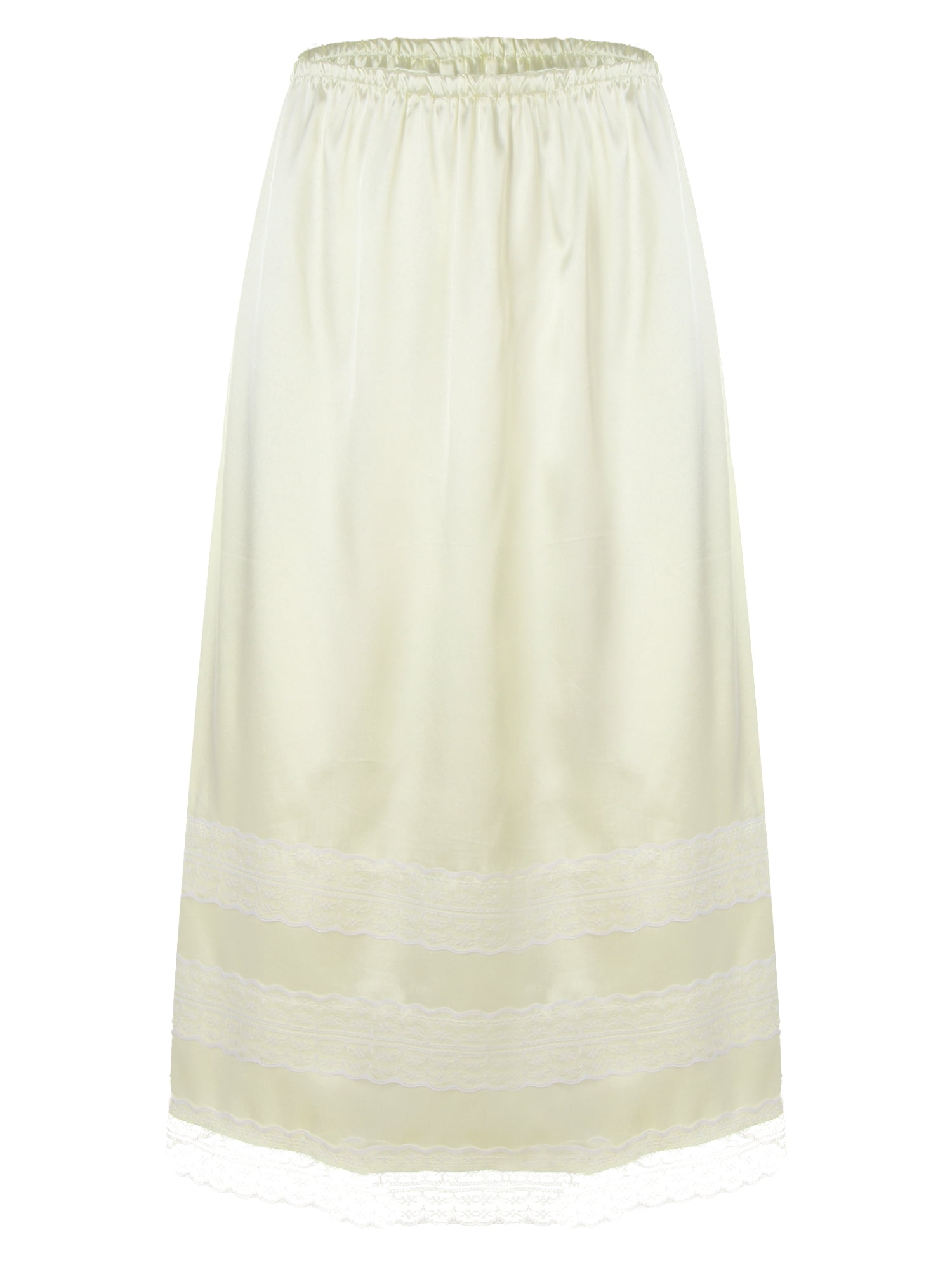 TTAO Womens Satin Half Slip Lace Trim Long Underskirt Long Slips for ...