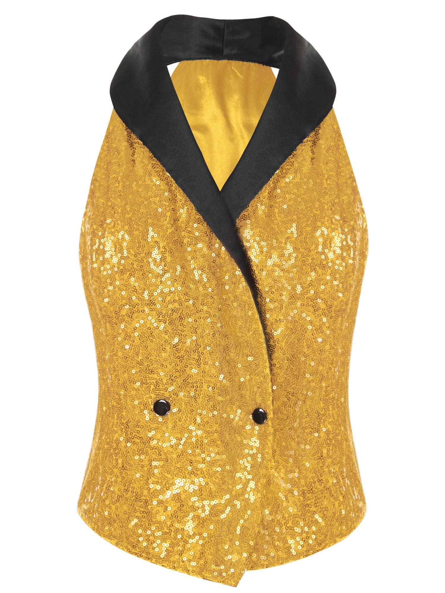 TTAO Womens Sequins Suit Vest Lapel Sleeveless Glitter Sparkly Dressy ...