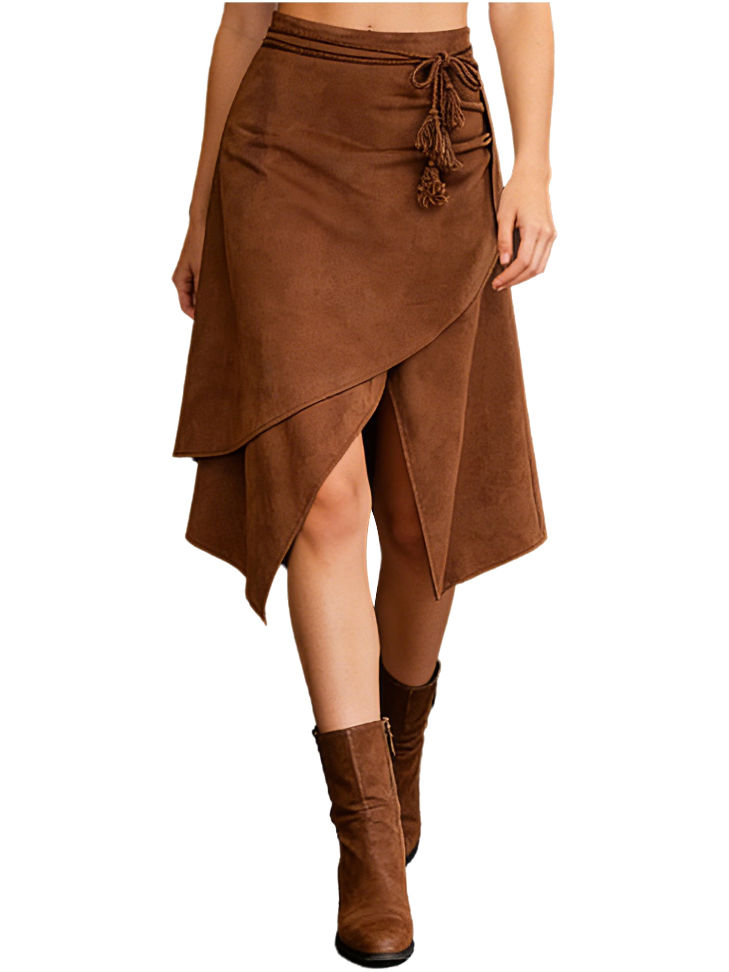 TTAO Womens Western Cowgirl Skirt Tiered Irregular Hem Midi Skirt For ...