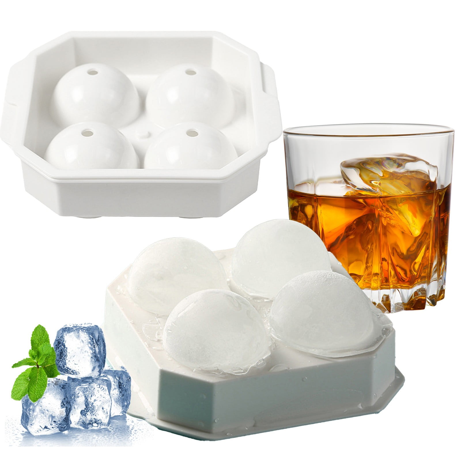 TTAUHJUT Whisky Ice Block 4 Grids Shape Ice Cube Tray Easy Demoulding ...