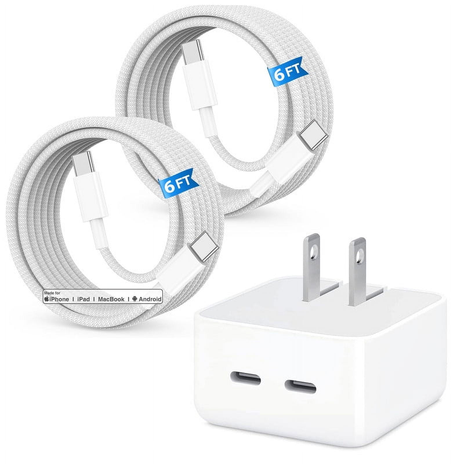 TTECH 40W Super Fast Charger Dual USB-C PD Wall Power Adapter Plug + 2x ...