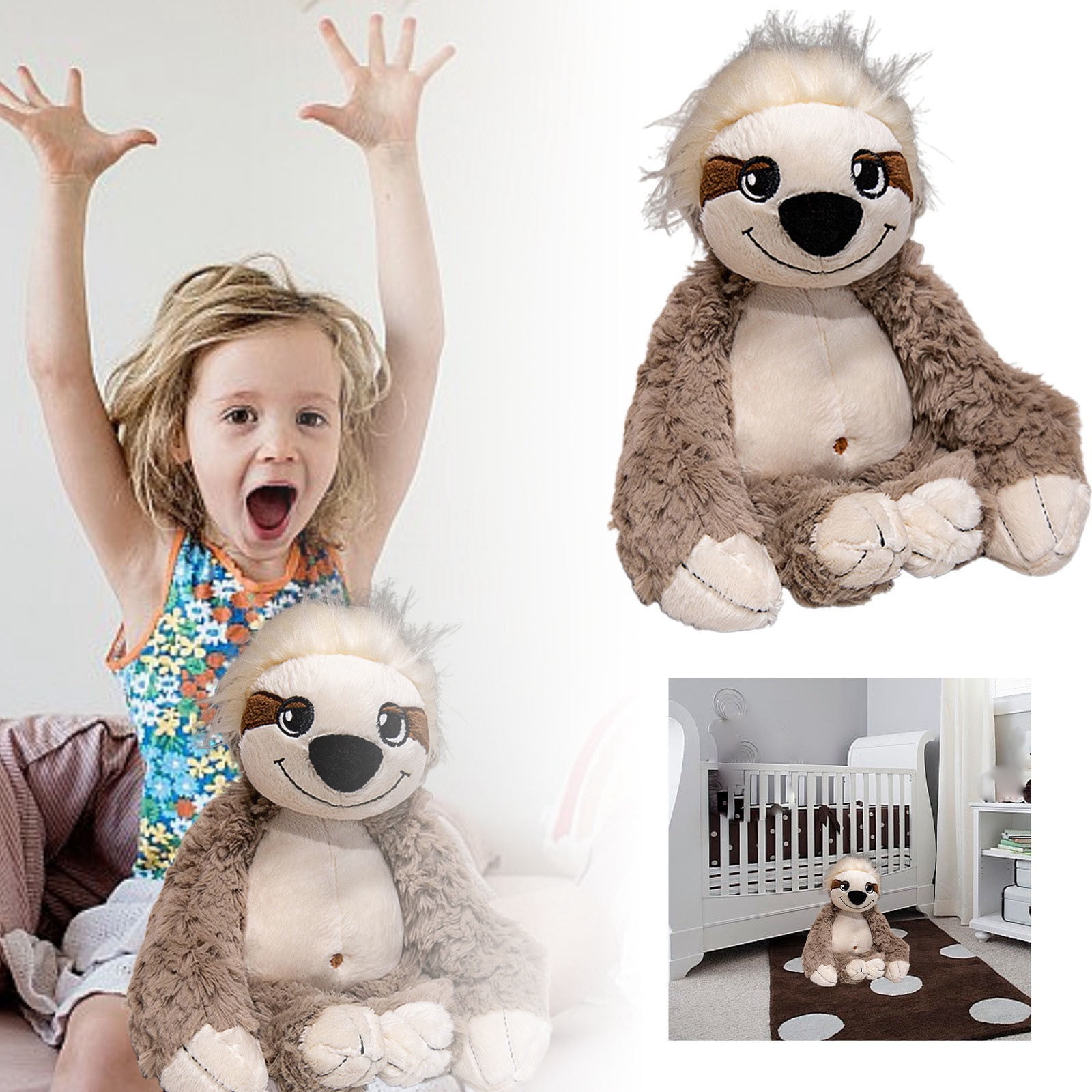 TTFDC Sloth Stuffed Animal,Sloths Plush Toys for Kids, Babies, Adults, Realistic Three Toed ...