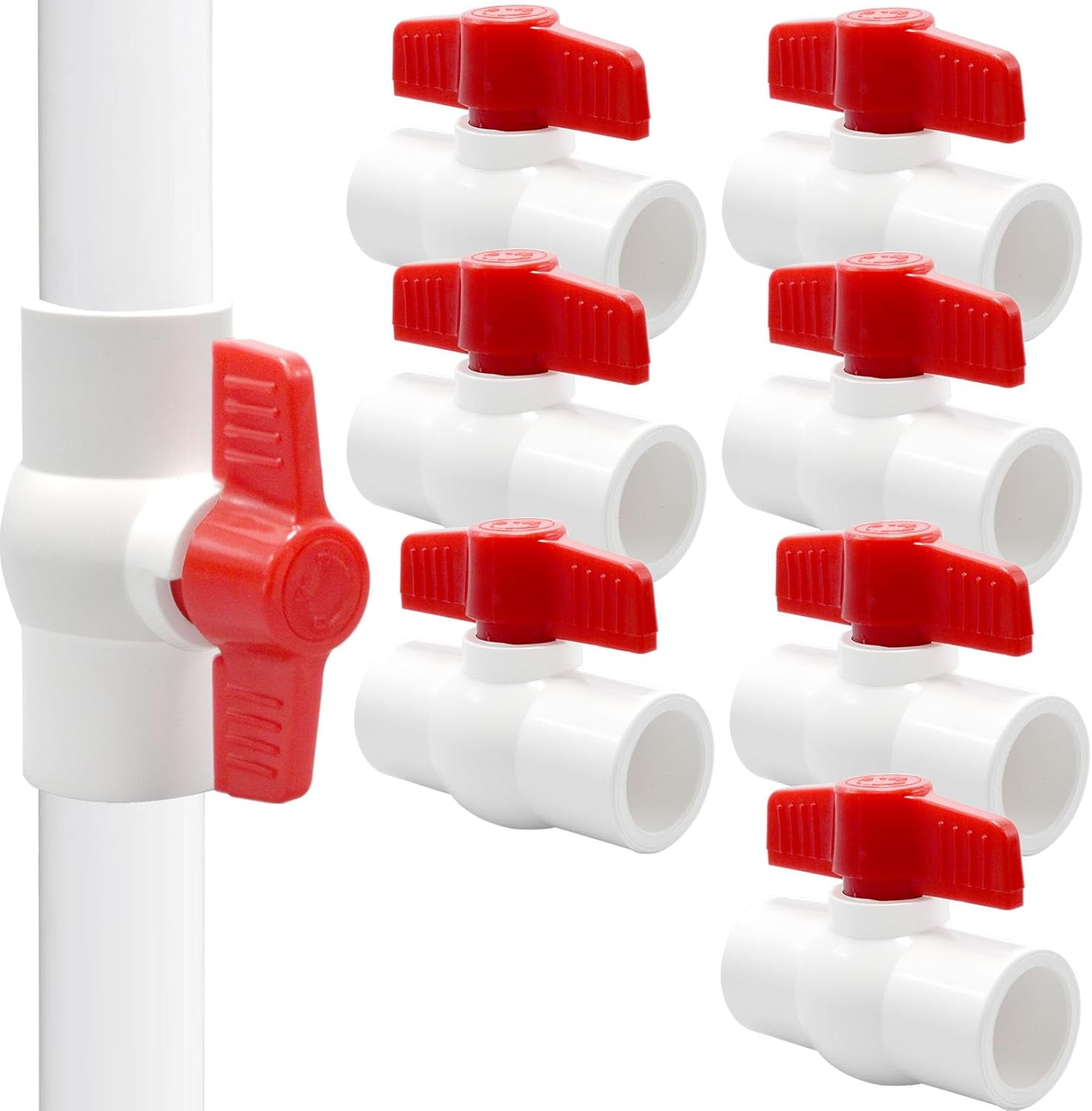 TTFLEX 3/4 inch PVC Ball Valve with Slip Connections, 8 PCS PVC Shut ...
