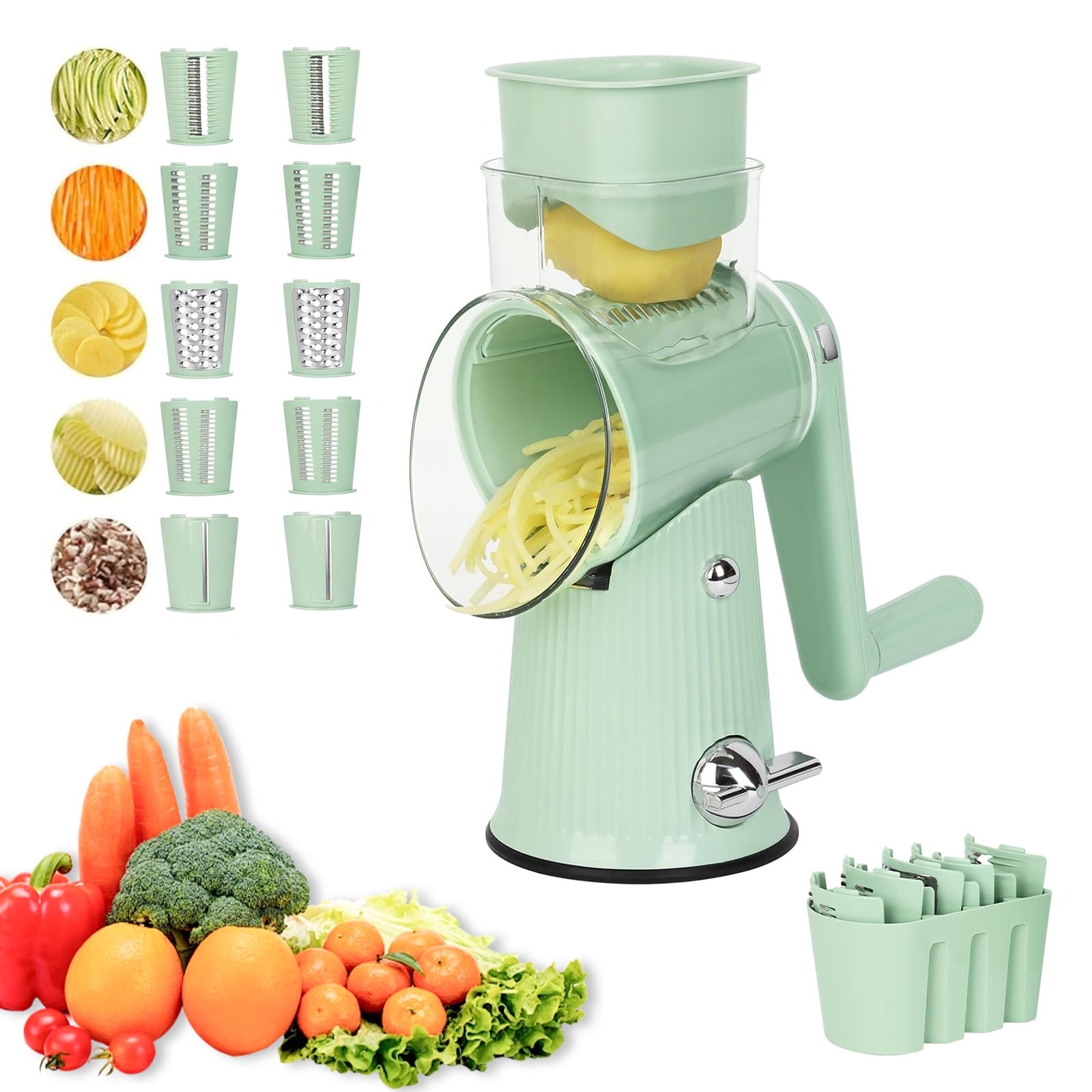 TTFP Rotary Cheese Grater, 5 Blades Cheese Shredder Hand Crank Rotary ...