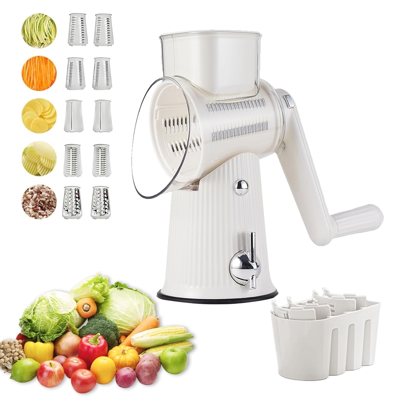 TTFP Rotary Cheese Grater, 5 in 1 Cheese Shredder Hand Crank Rotary ...