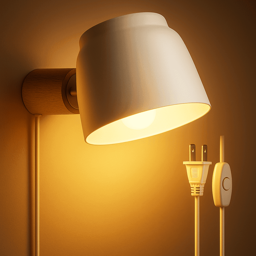 TTG Plug in Wall Scones, Plug in Wall Light, White Wall Reading Light ...