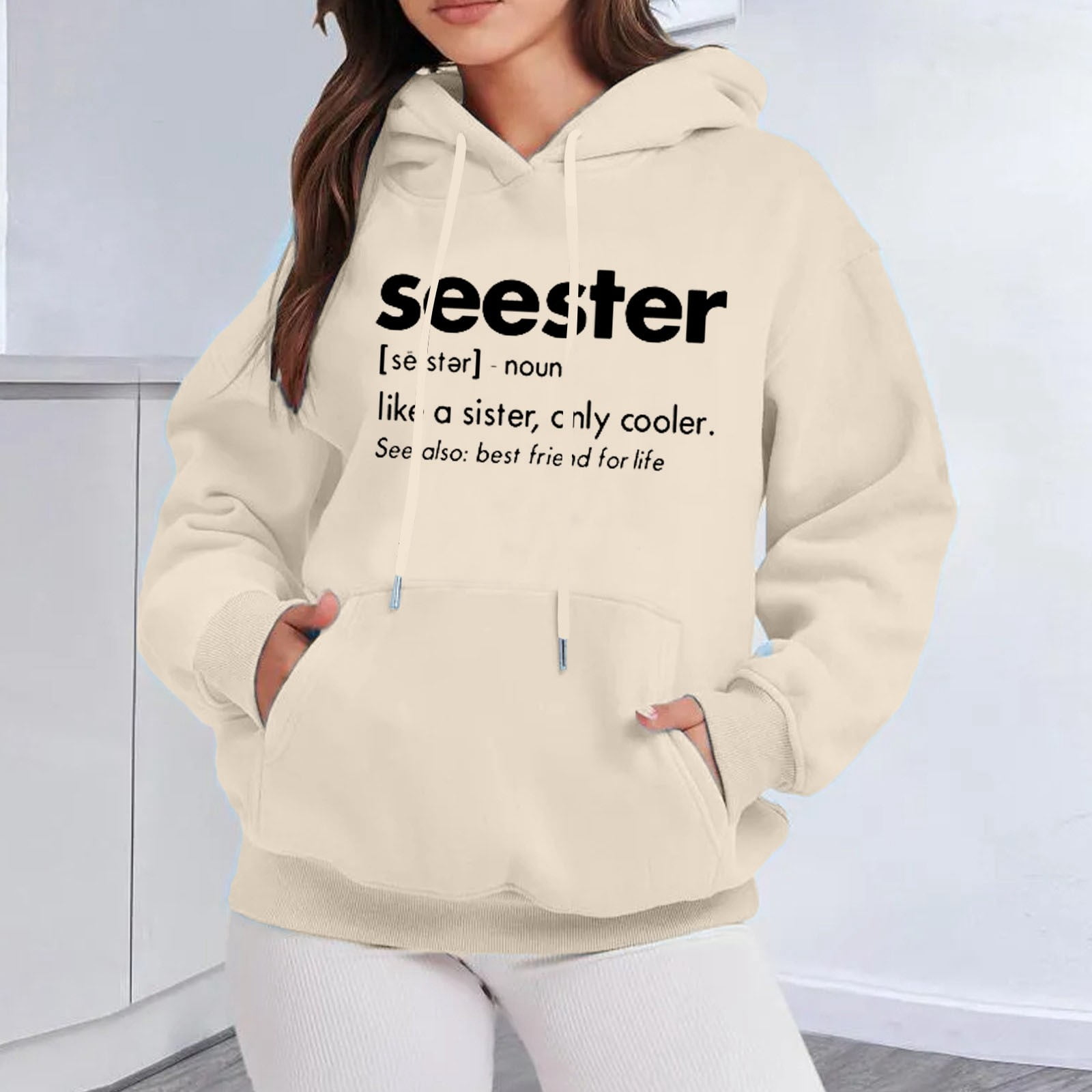 TTHXQING Hoodies For Women Y2K Clean Girl Letter Print Solid Color ...