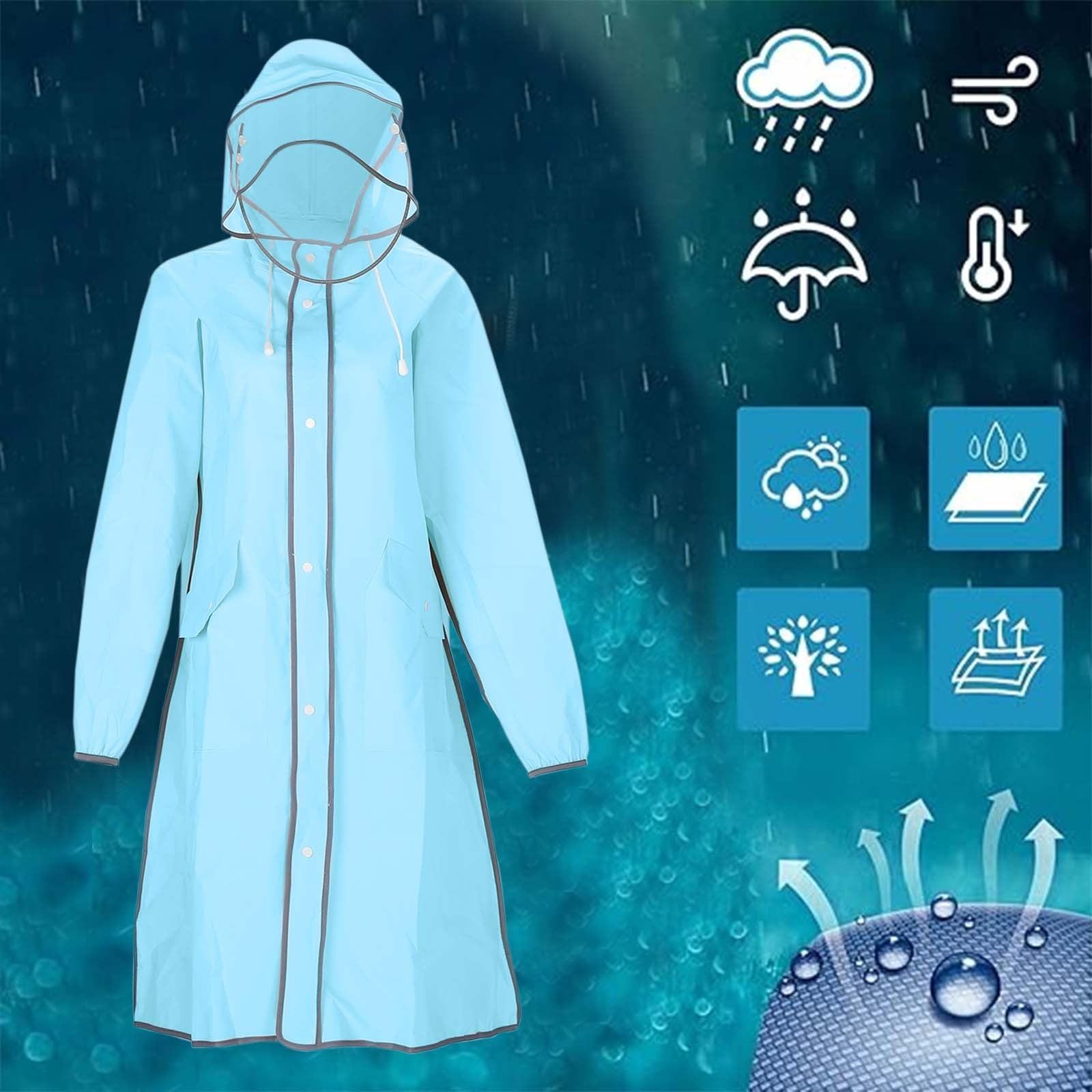 TTHXQING Rain Jackets for Women Long Rain Poncho Heavy Rain Protection ...