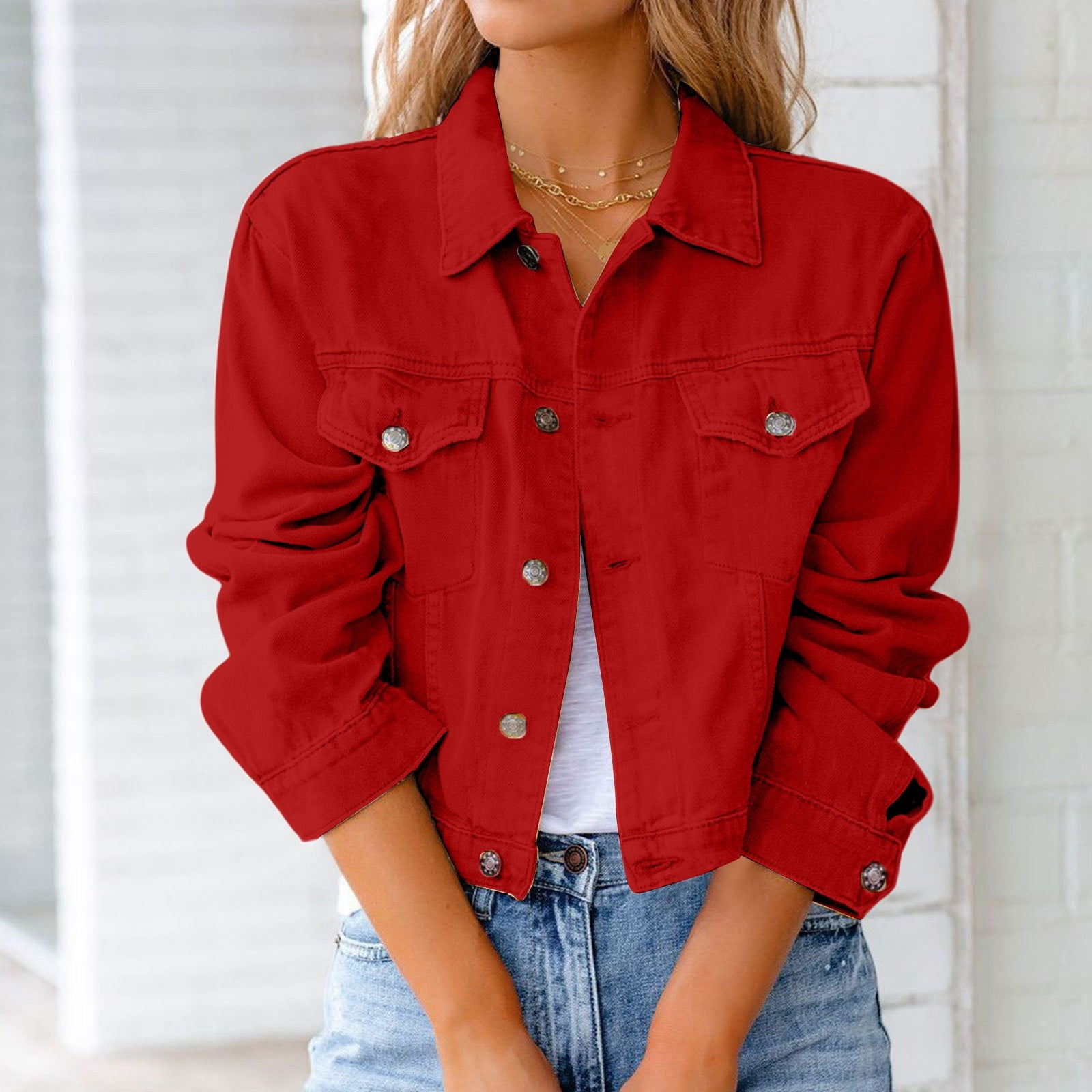 TTHXQING White Jackets for Women Dressy Long Sleeve Button Down White ...