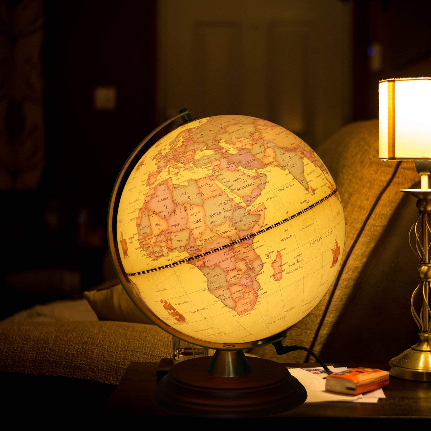 TTKTK Illuminated World Globe AIF9 for Adults & Kids with Wooden Stand ...