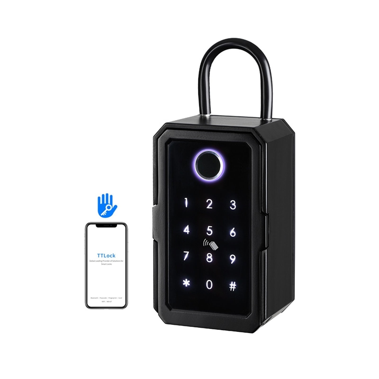 TTLOCK/Tuya Fingerprint Smart Key Lock Box, Safes IP65 Waterproof Password Phone Control Wall ...