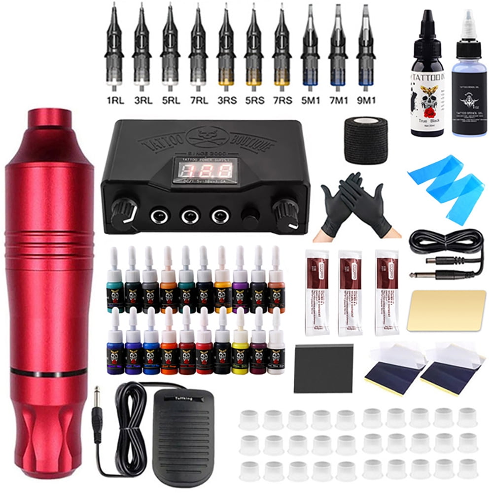 TTOOGO Beginner Rotary Tättoo Pen Kit – Complete Set with 20 Colors Ink ...
