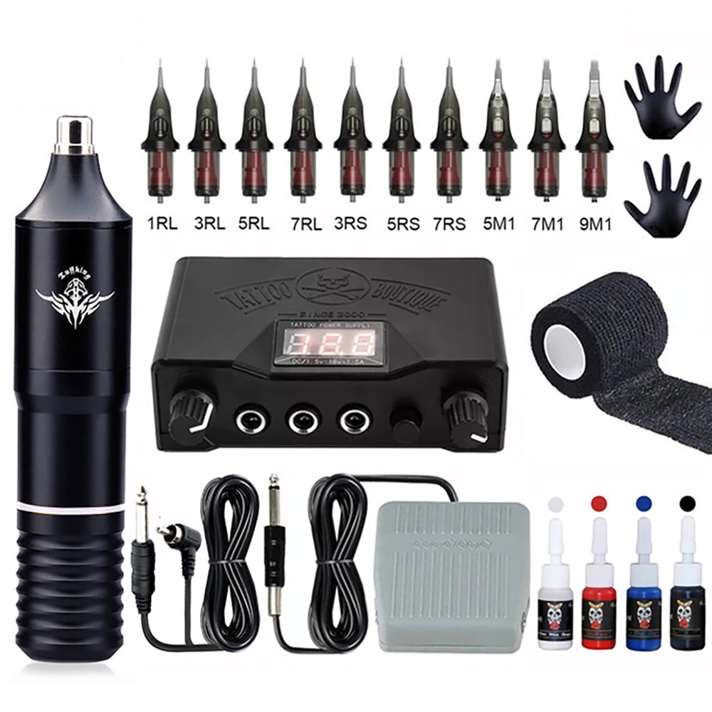 TTOOGO Tättoo Pen Kit - Rotary Tättoo Machine with Power Supply, Foot ...