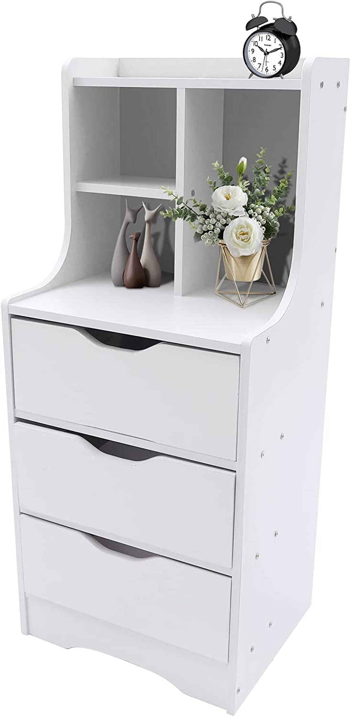TTOWOTT 3 Drawers Dresser with Top Cabinet Storage, Nightstand End ...