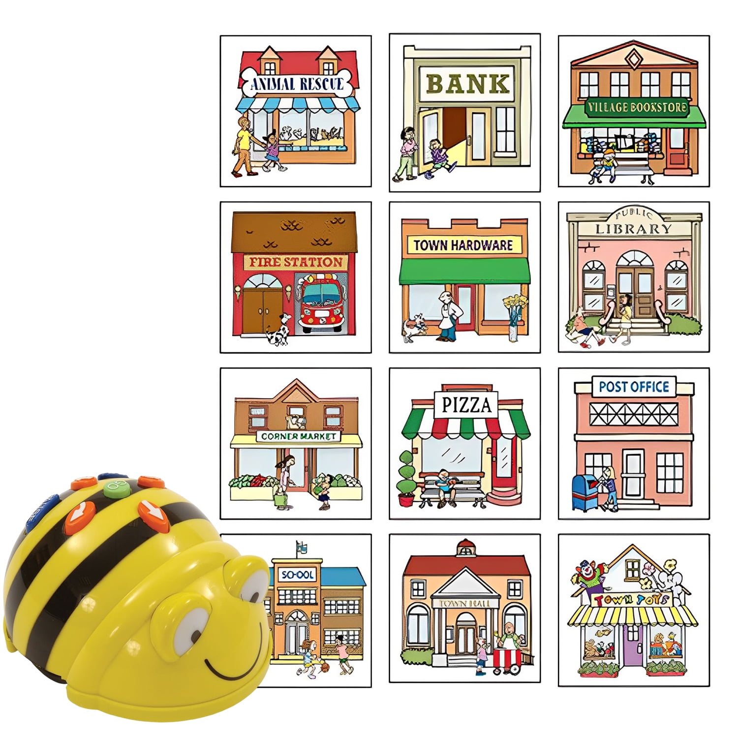 TTS Bee-Bot Coding Robot See & Say Version with 3D Community Construction Kit Bundle ...