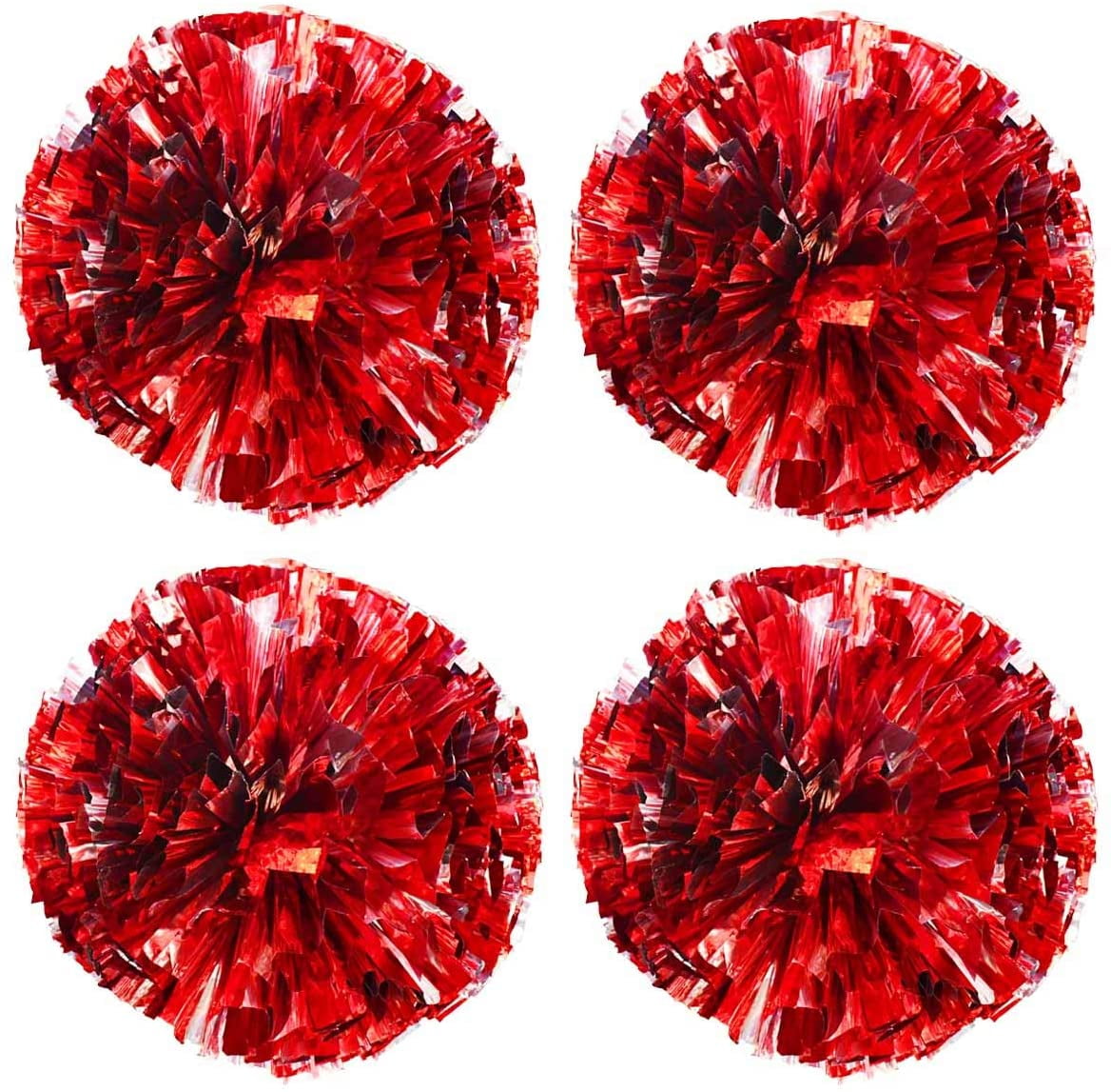 TTSAM 4 Pack (2 Pair) Metallic Foil Cheerleader Pom Poms & Plastic Ring ...