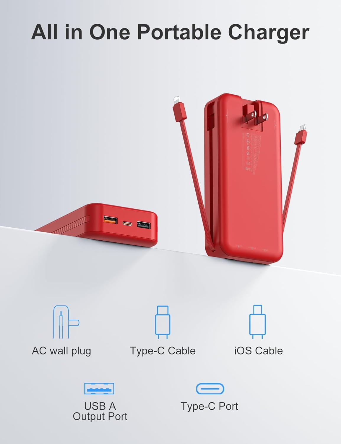 TTTYBA-20000mAh Ultra-Portable-Charger-Power-Bank with Built in Cables ...