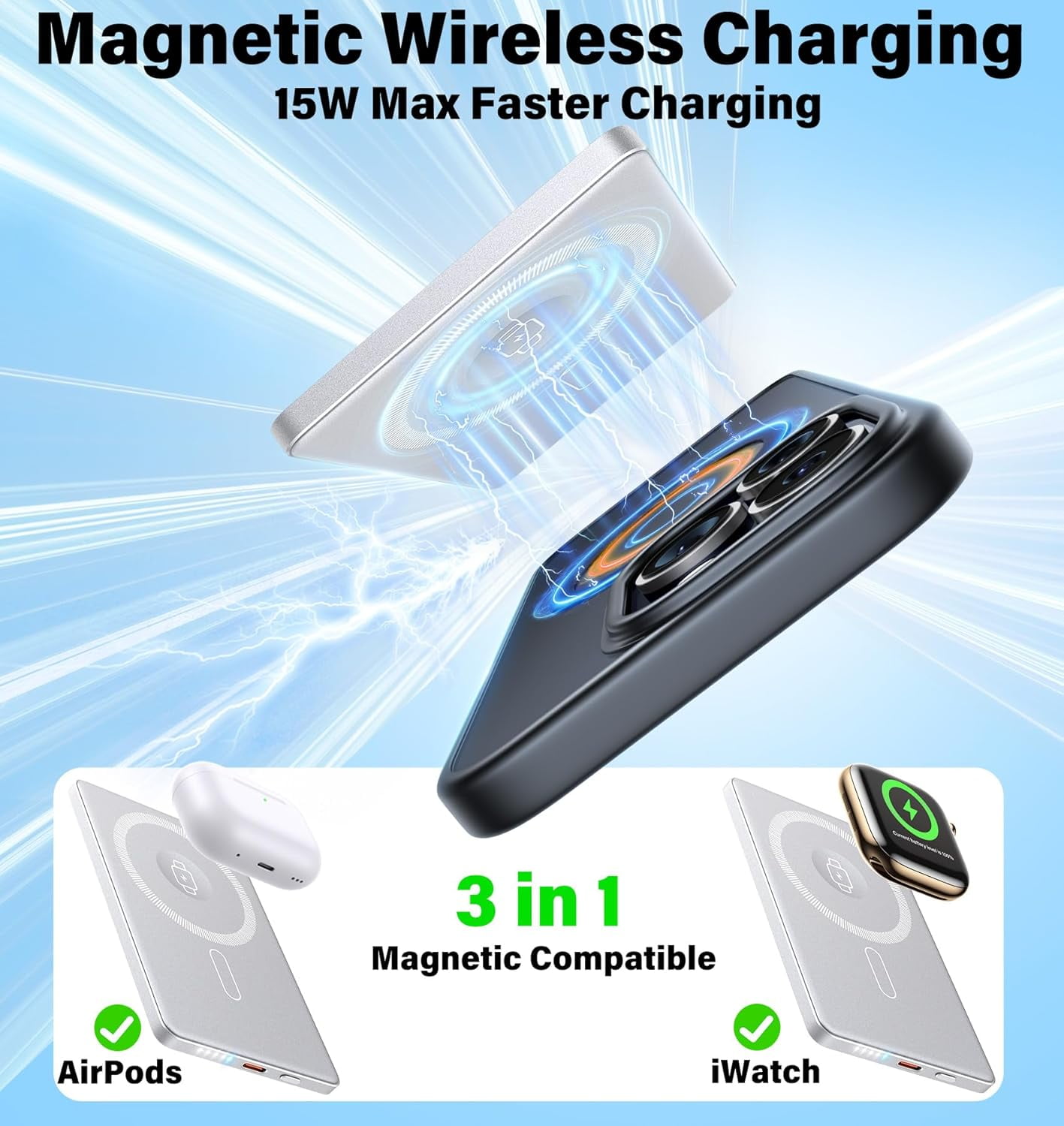TTTYBA-5000mAh for Magsafe Power Bank Slim 22.5W 3-in-1 Magnetic ...