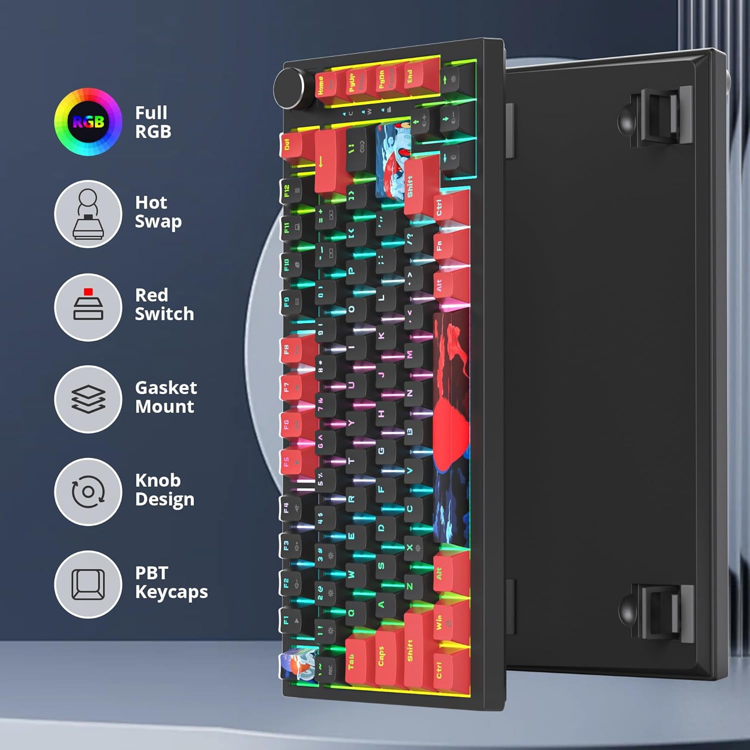 TTTYBA-75 Percent Keyboard Gasket-Mounted with Sound Absorbing Pads, 82 ...