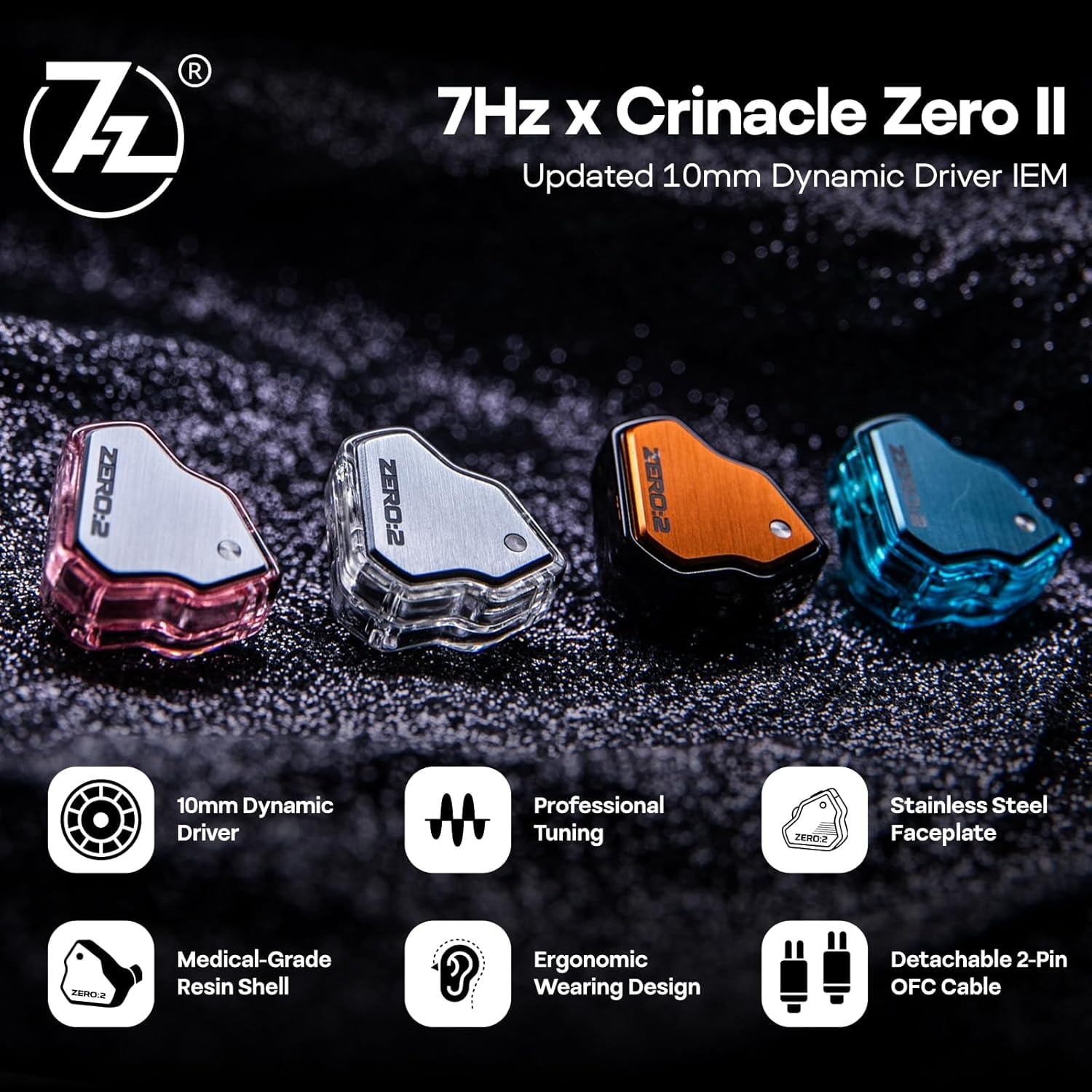TTTYBA-7Hz x Crinacle Zero:2 in Ear Monitor, Updated 10mm Dynamic ...