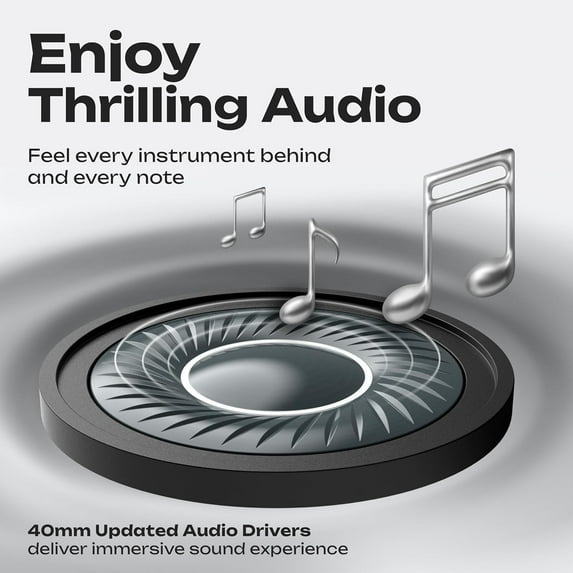 TTTYBA-Bluetooth Headphones Over Ear, 60H Playtime, 4 EQ Modes Wireless ...