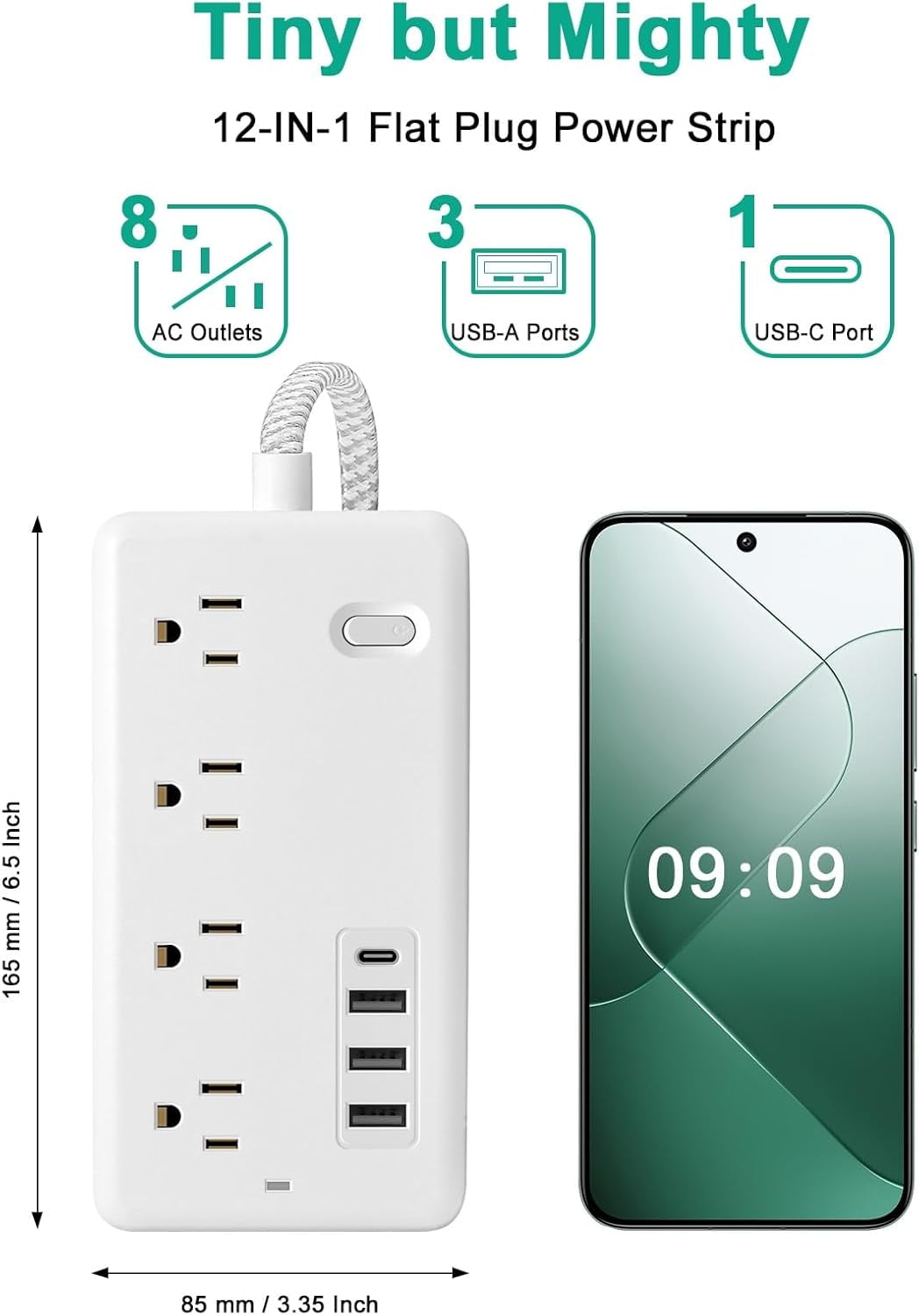 TTTYBA-Bluetooth Portable Speakers Extension Cord 5FT, Surge Protector ...