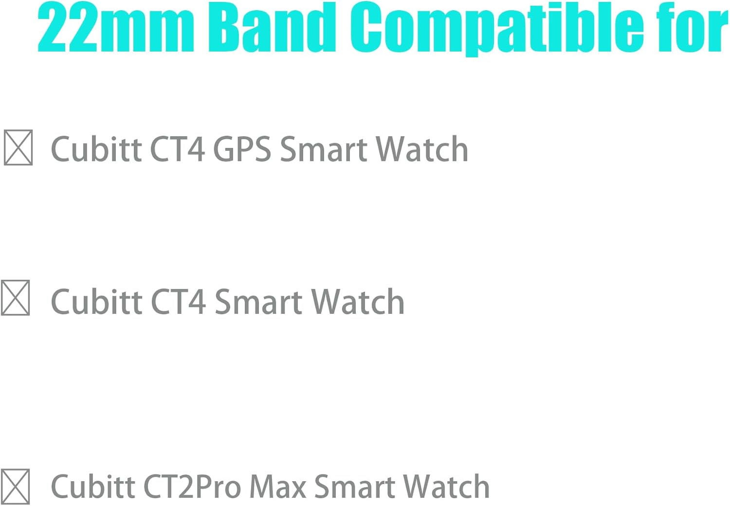 TTTYBA-Compatible Cubitt CT4 Smart Watch Band, 22mm Quick Release ...