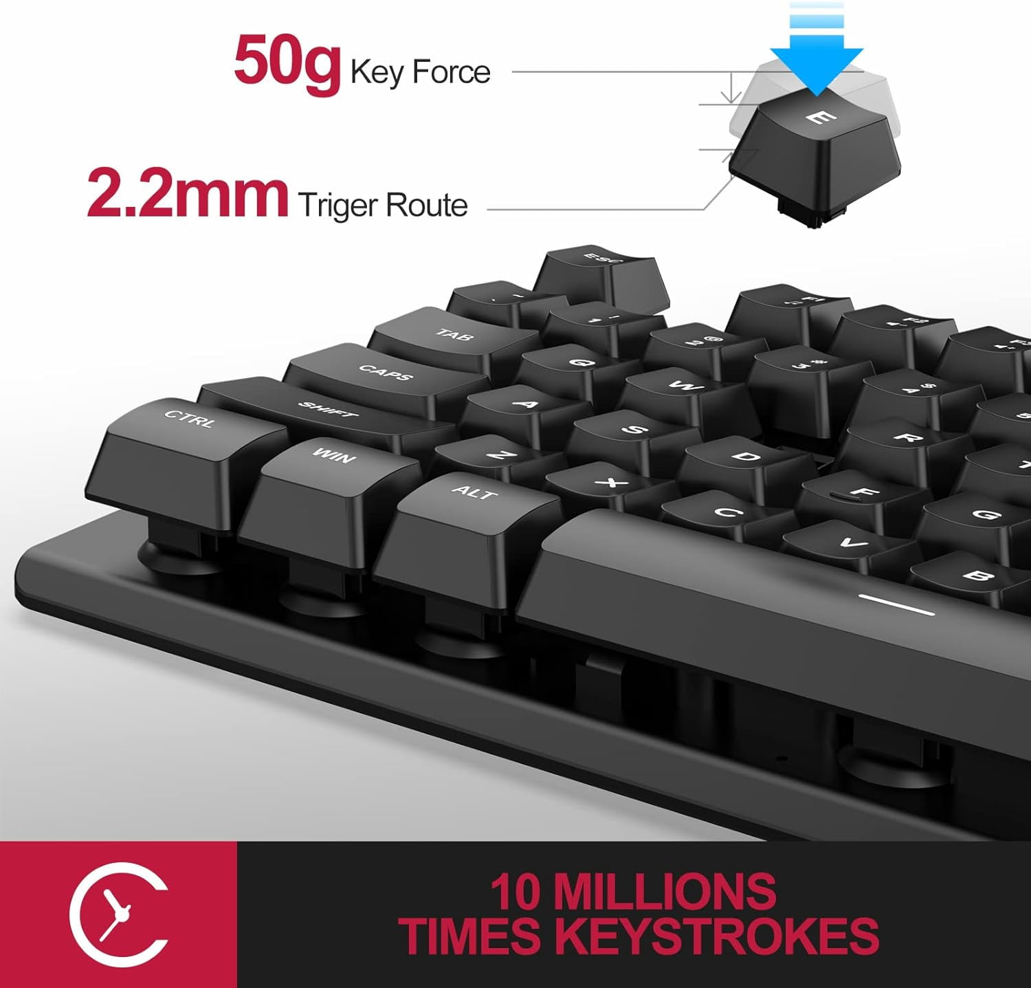 TTTYBA-K10V1 Wired Computer Keyboard, Plug & Play Full-Size with 12 ...