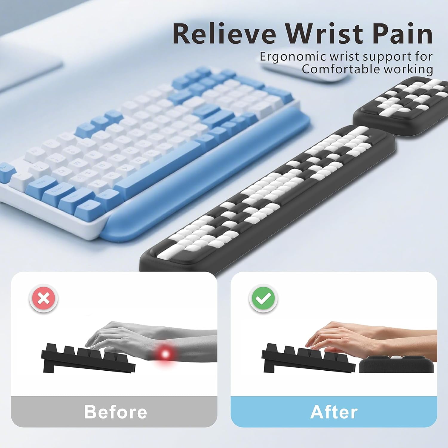 TTTYBA-Keyboard Wrist Rest, Ergonomic Wrist Pad, Soft Memory Foam ...