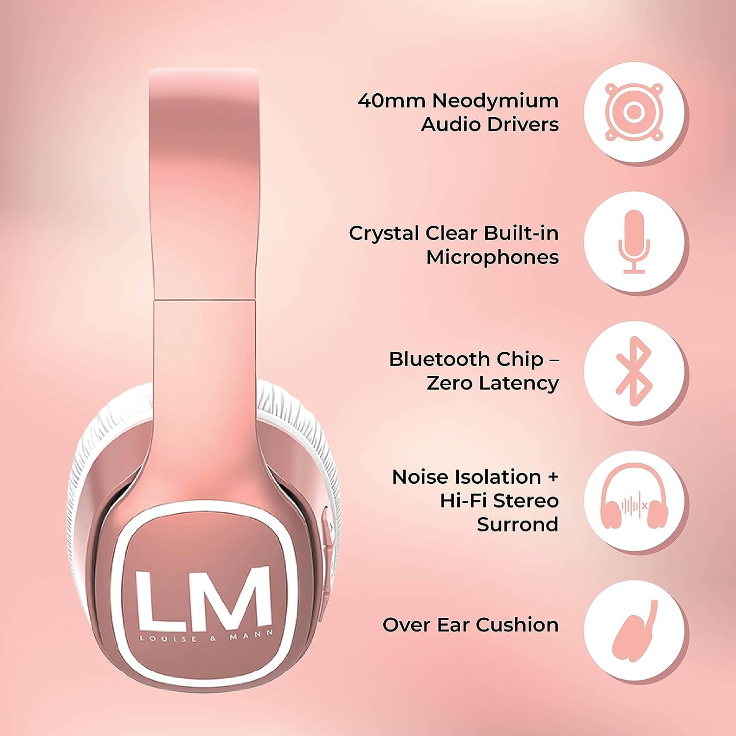 TTTYBA-Louise&Mann Wireless Headphones Over Ear, Bluetooth Headphones 5 ...