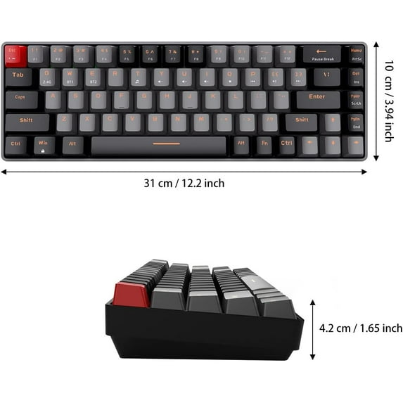 TTTYBA-Mechanical Gaming Keyboard Dual Mode 2.4G/BT Wireless Keyboard ...