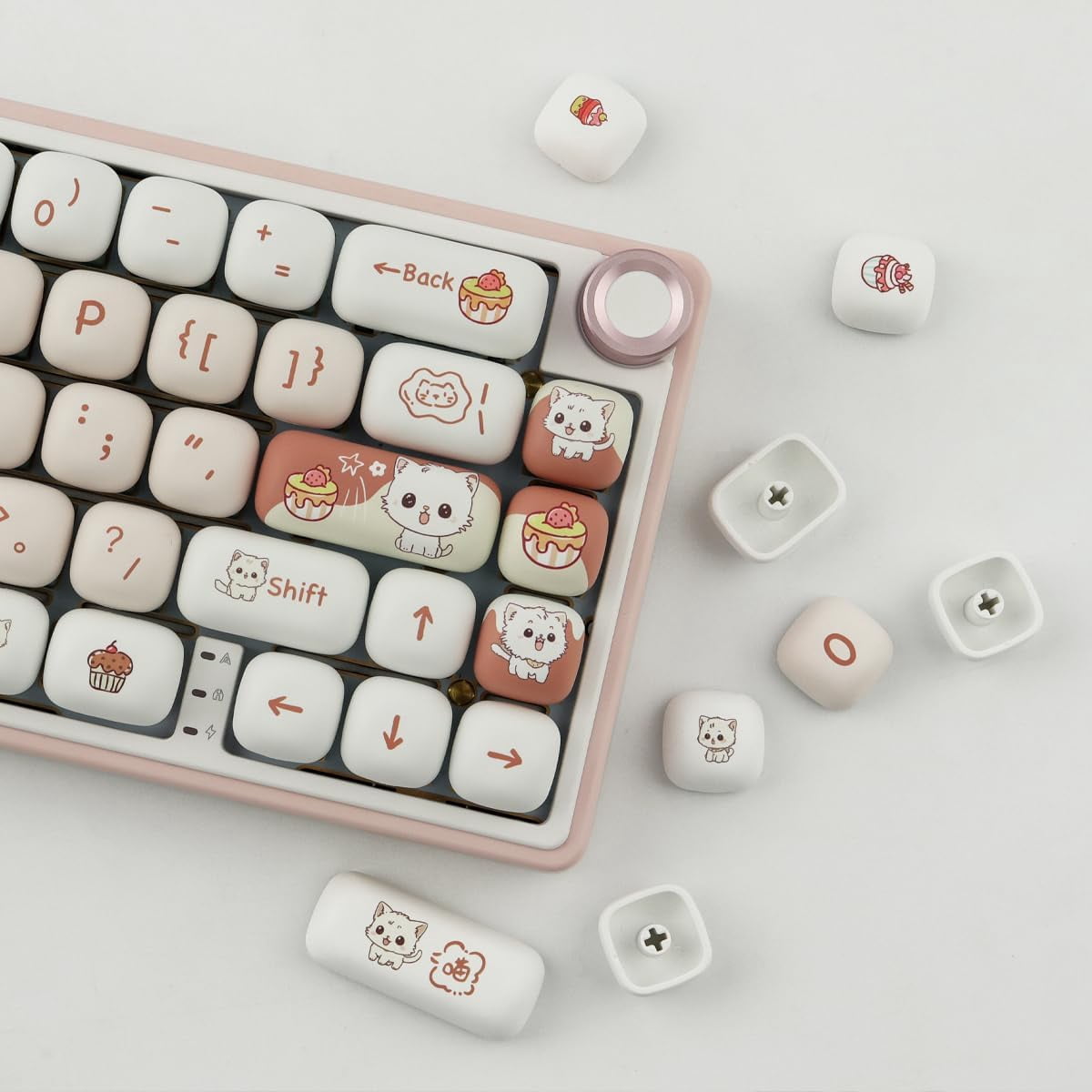 TTTYBA-PBT Keycaps 147 Keys MOG Profile Keycap, Pink Dessert Cat ...