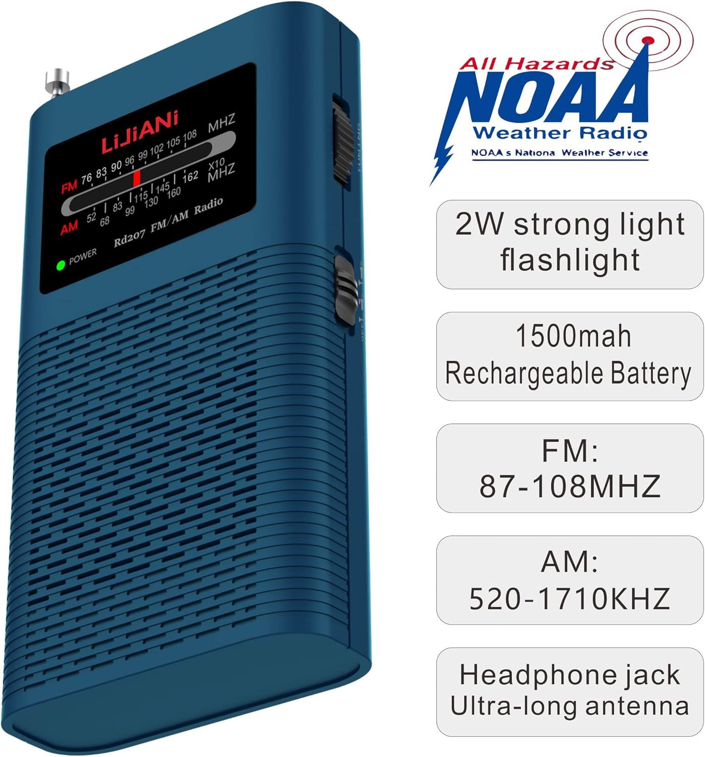 TTTYBA-Pocket Weather Alert Radio NOAA/Am/Fm Portable Transistor ...