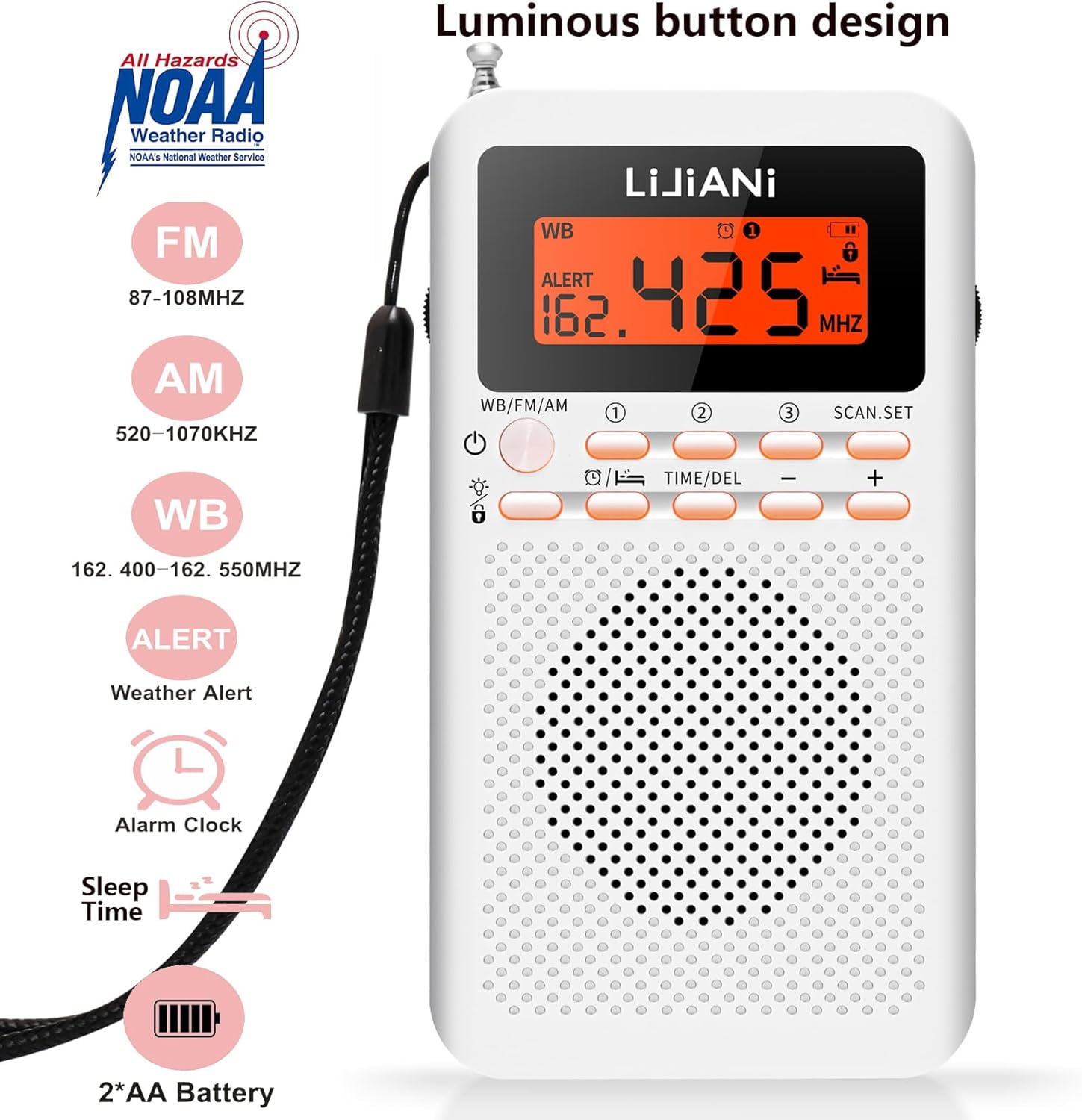 TTTYBA-Pocket Weather Radio NOAA/AM/FM Powered by 2 AA Emergency ...