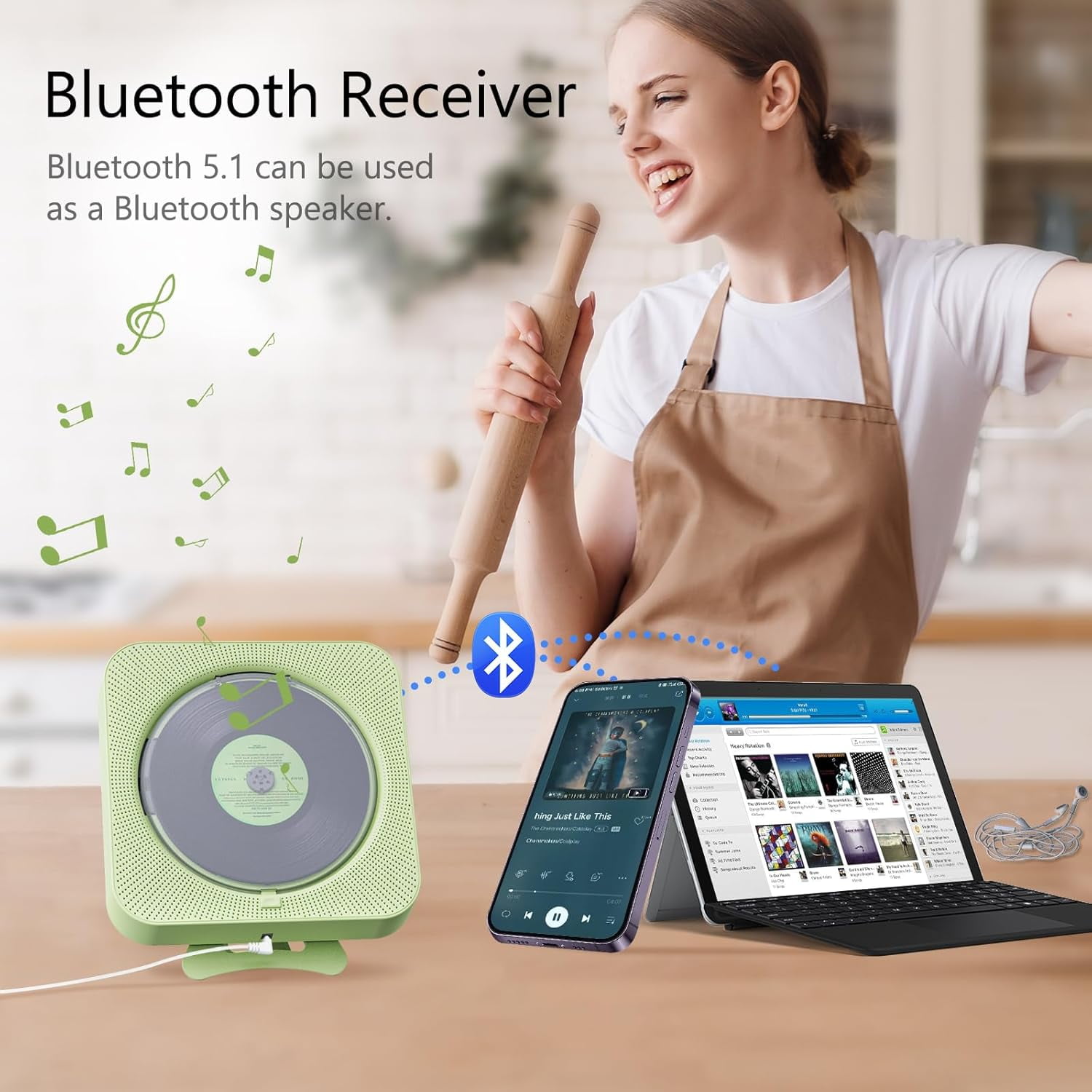 TTTYBA-Portable CD Player with Bluetooth Desktop CD Player for Home CD ...