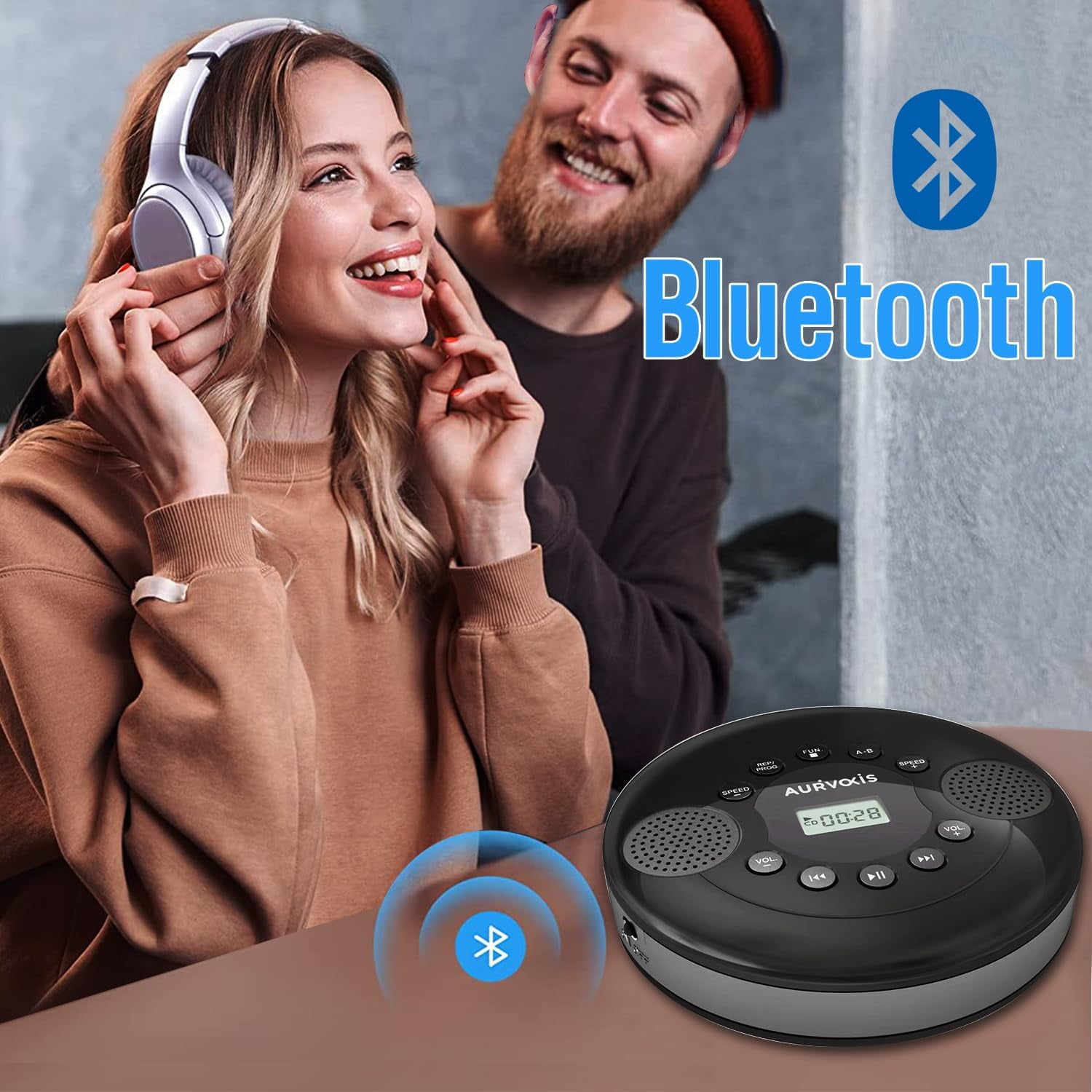 TTTYBA-Portable CD Player with Bluetooth, Dual Speakers Mini Boombox ...