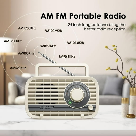 TTTYBA-Portable AM FM Radio Plug in Wall or Battery Operated Radio with ...