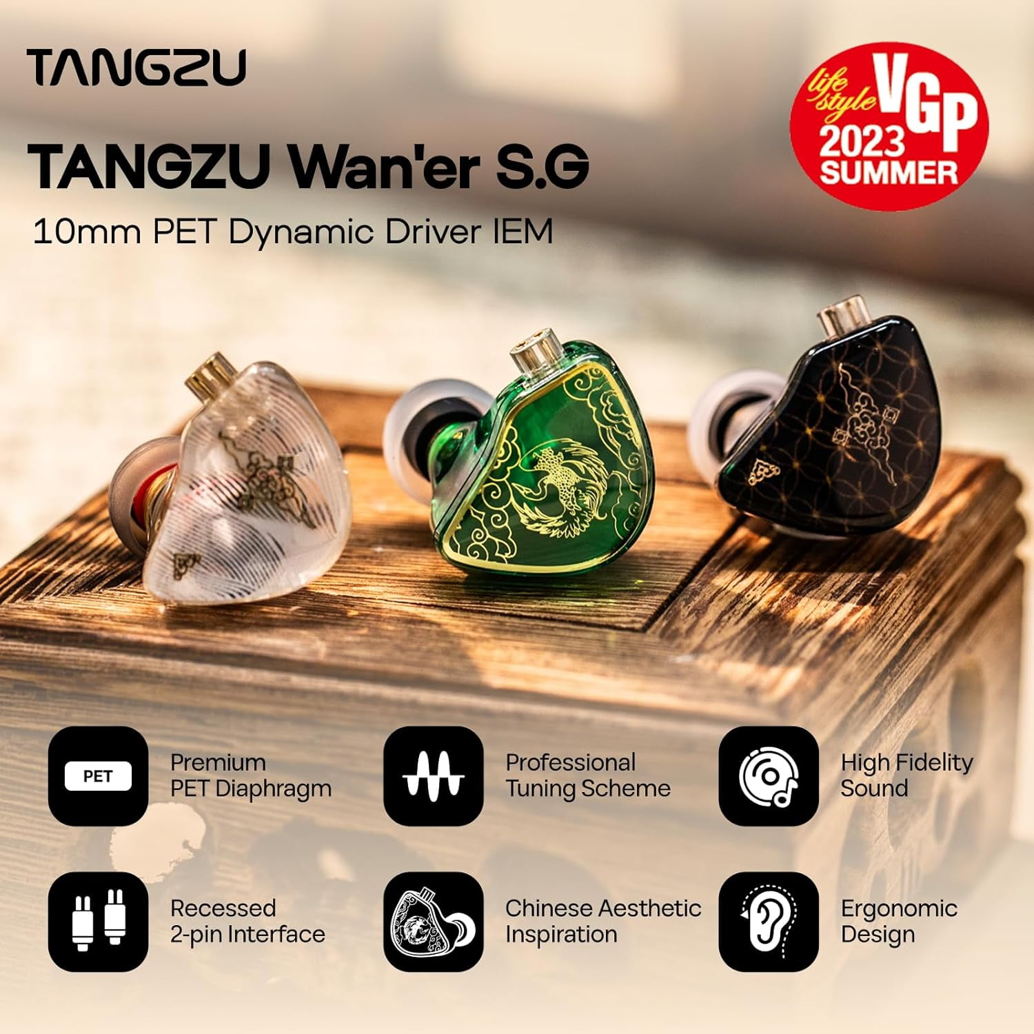 TTTYBA-TANGZU Wan‘er S.G HiFi 10mm Dynamic Driver PET Diaphragm in-Ear ...