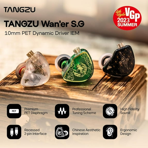 TTTYBA-TANGZU Wan‘er S.G HiFi 10mm Dynamic Driver PET Diaphragm in-Ear ...